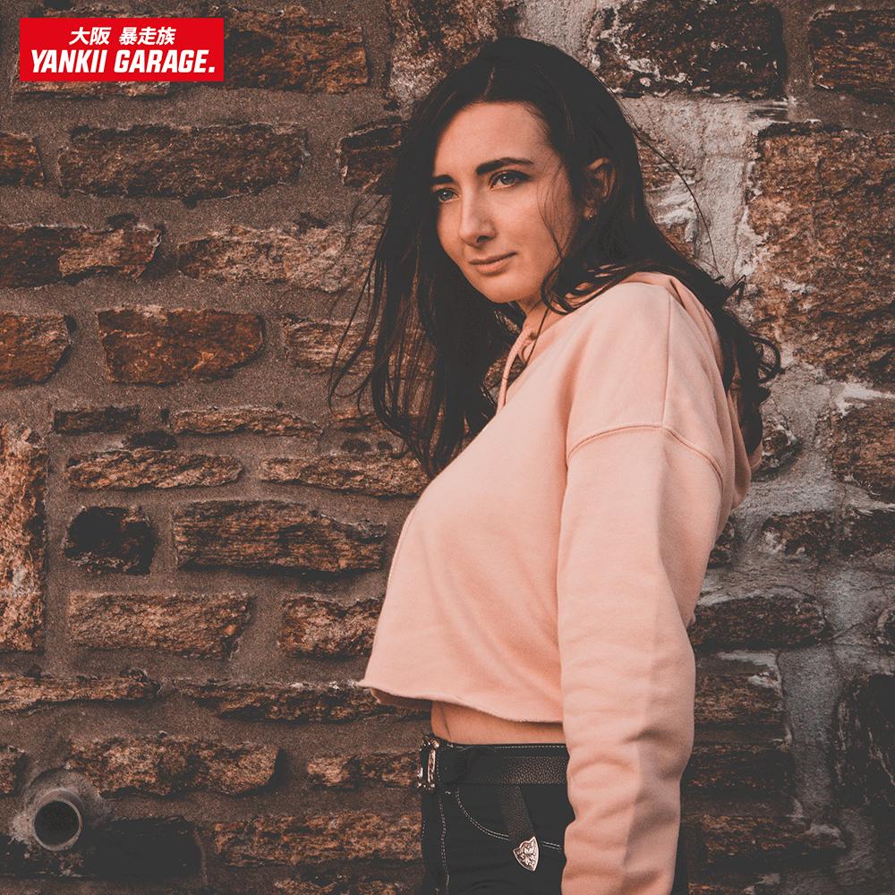 JDM Women Hoodie | Original - Crop Top Peach – Yankii Garage JDM Clothing