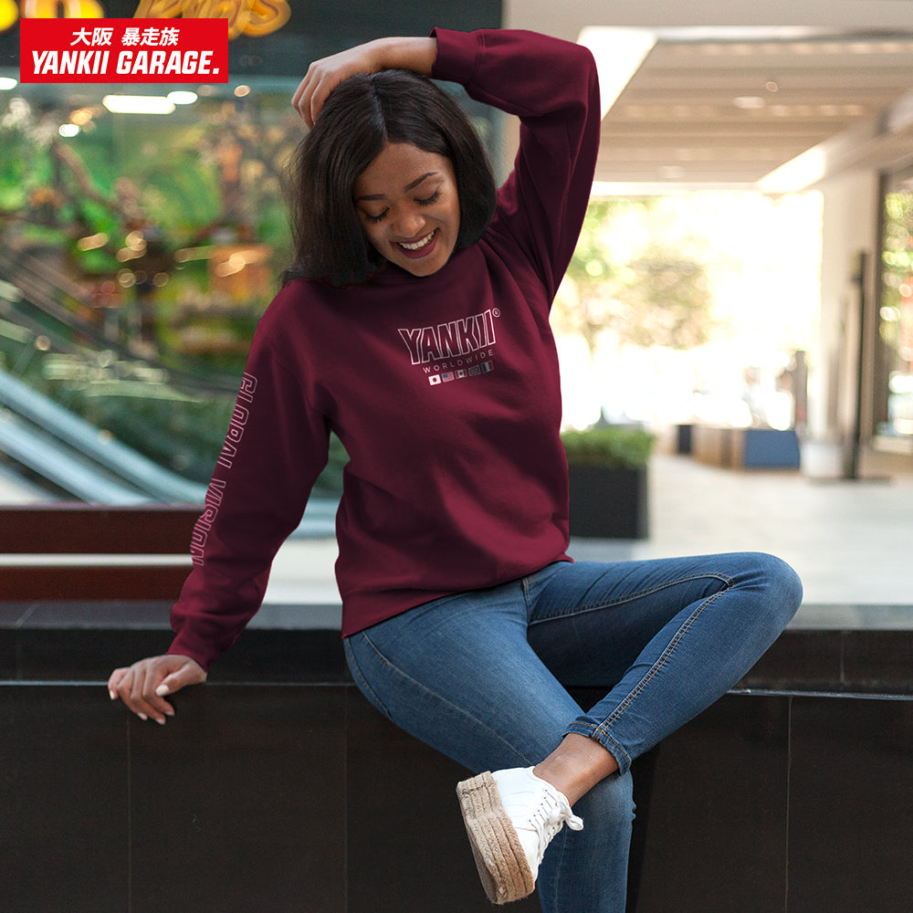 Yankii Garage | Japanese Streetwear - YANKII WORLDWIDE Sweater maroon ...