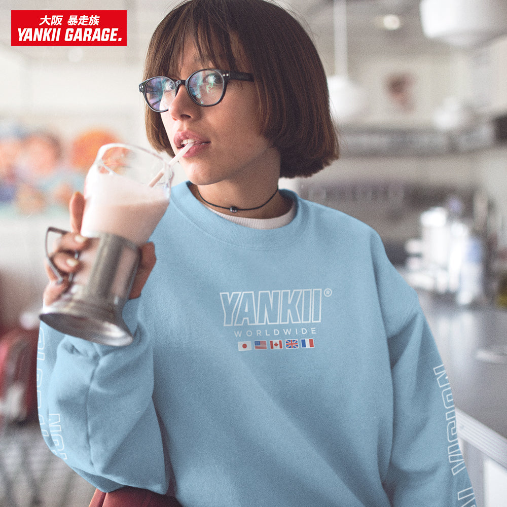 Yankii Garage | Japanese Streetwear - YANKII WORLDWIDE Sweater blue ...
